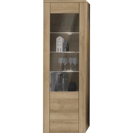 Vitrine OTTO HOME "Larona, zeitlose Glasvitirne, Hochschrank H&ouml;he 205,6 cm", braun (eichefarben riviera), B:65cm H:205,6cm T:37cm, Schr&auml;nke, Vitrine, Stauraumvitrine mit dekorativer Rahmenoptik