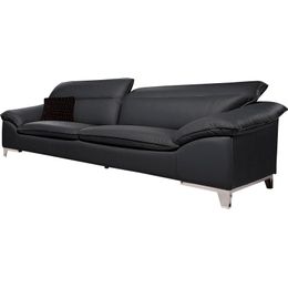 3-Sitzer COTTA "Teresa", schwarz, B:235cm H:84cm T:109cm, Luxus-Kunstleder;NaturLEDER (echtes Rindsleder), R&uuml;ckseite mit Spannstoff bezogen, Sofas, 3-Sitzer, mit Kopfteilverstellung