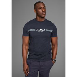 T-Shirt DELMAO, Herren, Gr. 3XL (64/66), blau (dunkelblau), Single Jersey, Obermaterial: 100% Baumwolle, bedruckt, slim fit, Rundhals, Shirts T-Shirt, mit sportlich-maritimen Marken-Schriftzug