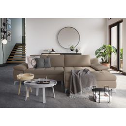 Sit & More Ecksofa SIT & MORE "Latigo L-Form", braun (macchiato), B:290cm T:163cm, Sofas, Ecksofa, mit Mega-Recamiere, wahlweise mit Bettfunktion und Bettkasten