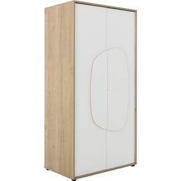 Kleiderschrank GAMI "BASILE Kleiderschrank 2 T&uuml;ren", kastanie natur nachbildung, wei&szlig;, B:93cm H:184cm T:56cm, Holzwerkstoff, Schr&auml;nke, Kleiderschrank, Praktischer Schrank mit viel Stauraum