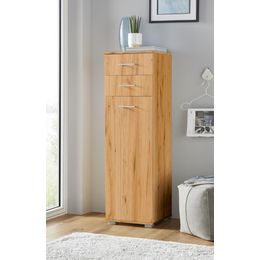 Kombikommode Priess, beige (astkernbuchefarben), B:41cm H:135cm T:38cm, Holzwerkstoff, Sideboards, Kombikommode