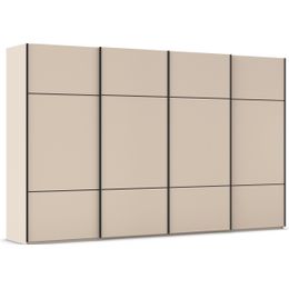 Schwebet&uuml;renschrank Rauch "Kleiderschrank Schrank Garderobe Schlafzimmerschrank SCALE-TRIO", beige (champagner, griffleisten schwarz), B:360cm H:223cm T:68cm, Holzwerkstoff, Schr&auml;nke, Schwebet&uuml;renschrank, edle dreigeteilte Front, 2 Zierleisten in Griff-Farbe MADE IN GERMANY