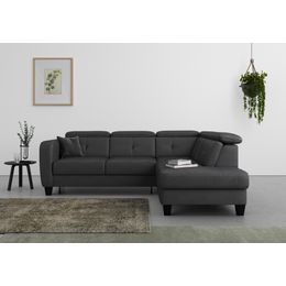 Sit & More Ecksofa SIT & MORE "Belluci L-Form", grau (anthrazit), B:249cm H:85cm T:195cm, Sofas, Ecksofa, inklusive Federkern, wahlweise mit Bettfunktion und Bettkasten