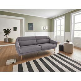 3-Sitzer OTTO HOME "Bille", grau (stone), B:212cm H:86cm T:90cm, Struktur (100% Polyester);Struktur fein (100% Polyester);Samtoptik (100% Polyester);Luxus-Microfaser weich (100% Polyester), Sofas, 3-Sitzer, mit Naht im R&uuml;ckenkissen und Eiche-Beinen, Design by Morten Georgsen