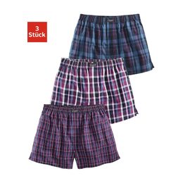 Webboxer Le Jogger, Herren, Gr. 8, 3 Stk., bunt, Webqualit&auml;t, Obermaterial: 100% Baumwolle, kariert, weit, Unterhosen Webboxer, aus reiner Baumwolle, Topseller