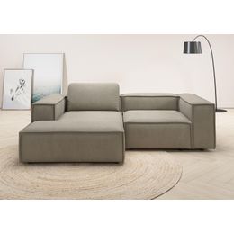 Ecksofa Home Affaire "Watertown, kompakte L-Form, 246 cm breite f&uuml;r kleinere R&auml;ume", grau (taupe), B:246cm H:68cm T:171cm, 100% Polyester, Sofas, Ecksofa, modernes Ecksofa mit Feincordbezug, platzsparend & bequem