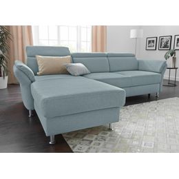 Sit & More Ecksofa SIT & MORE "Avignon L-Form", blau (aqua), B:259cm H:97cm T:172cm, Flachgewebe (90% Polyester, 10% Polyamid);Luxus-Microfaser (100% Polyester);Struktur (100% Polyester), Sofas, Ecksofa, Kopfteilverstellung, wahlweise mit Bettfunktion und Bettkasten