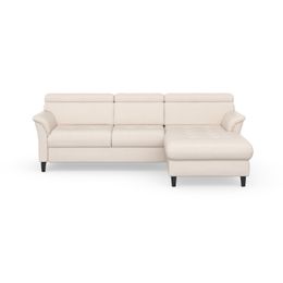 Sit & More Ecksofa SIT & MORE "Marano L-Form", beige (creme), B:257cm T:166cm, 100% Polyester, Sofas, Ecksofa, inklusive Kopfteilverstellung, wahlweise mit Bettfunktion, Bettkasten