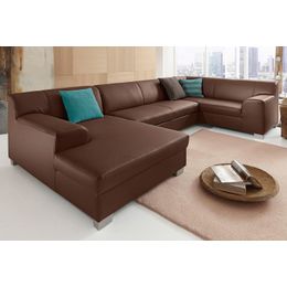 Wohnlandschaft DOMO collection "Amando in vielen Bezugsvarianten, auch in Leder, komfortabel, U-Form", braun (espresso), B:332cm H:74cm T:182cm, PRIMABELLE-Microfaser aus 100% Polyester;SOFTLUX-Kunstleder;Strukturstoff aus 90% Polyester und 10% Polyacryl;NaturLEDER - echtes Rindsleder, Sofas, Wohnlandschaft, wahlweise mit Bettfunktion, fester Sitzkomfort, frei im Raum stellbar
