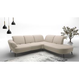 Sit & More Ecksofa SIT & MORE "Dance, L-Form, inkl. Sitztiefenverstellung", beige (creme), B:302cm H:91cm T:270cm, 95%Polyester 5%Polyamid, Sofas, Ecksofa, inkl. Click&Seat, optional mit Kopfteilverstellung