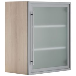 Glash&auml;ngeschrank Optifit, grau (alu, akaziefarben), B:60cm H:70,4cm T:35,2cm, Schr&auml;nke, Glash&auml;ngeschrank, Breite 60 cm