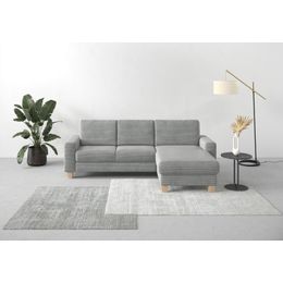 Ecksofa Home Affaire "Summer L-Form", silber, B:249cm H:91cm T:164cm, 100% Polyester, Sofas, Ecksofa, mit Recamiere, mit oder ohne Bettfunktion und Bettkasten, Cord-Bezug