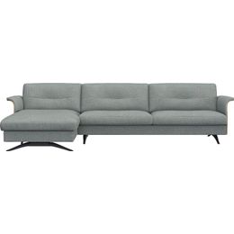 Ecksofa FLEXLUX "Glow, super bequem durch hochwertigem Sitzaufbau mit Federkern, L-Form", blau (sky blau), B:305cm H:81cm T:158cm, 62% Polyester/17%Baumwolle/14%Viscose/7%Leinen, Sofas, Ecksofa, Modernes skandinavisches Design