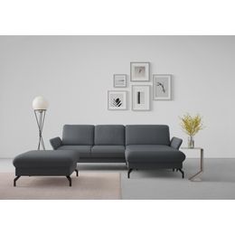Sit & More Ecksofa SIT & MORE "Fashion L-Form", grau (dunkelgrau), B:253cm H:84cm T:165cm, Sofas, Ecksofa, wahlweise mit Kopfteilverstellung und Vorziehsitz, motorisch