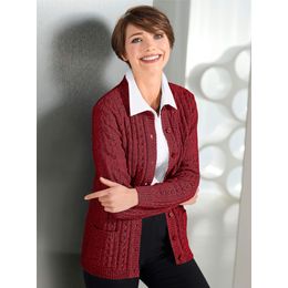 Strickjacke Classic Basics, Damen, Gr. 54, rot (rot, meliert), 73% Polyacryl, 20% Polyamid, 7% Polyester, meliert, figurumspielend, Strickjacken Strickjacke