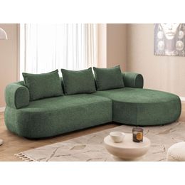 Ecksofa Home Affaire "LUSSAC L-Form Design-Sofa mit Zierkissen, Ma&szlig;e B/T/H: 257/159/78 cm", gr&uuml;n, B:257cm H:78cm T:159cm, 100% Polyester, Sofas, Ecksofa, hoher Sitzkomfort und modernes Design, Sofa ohne Bettfunktion