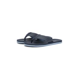 Zehentrenner Tommy Hilfiger "COMFORT PADDED PERF BEACH SANDAL", Herren, Gr. 44, dunkelblau, Lederimitat, Textil, Schuhe Zehentrenner, Sommerschuh, Strandschuh mit modischer Ziersteppung