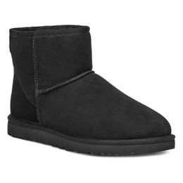 UGG Australia Schlupfboots UGG "Unisex CLASSIC MINI", Damen, Gr. 10 (43), schwarz, Veloursleder, Schuhe Schlupfboots, Schlupfstiefel, Winterstiefel, Boots mit Foam-Fu&szlig;bett