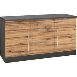 Unterschrank KOCHSTATION "KS-Samos", braun (wotaneichefarben), B:150cm H:85cm T:60cm, Holzwerkstoff, Schr&auml;nke, Unterschrank, Breite 150 cm