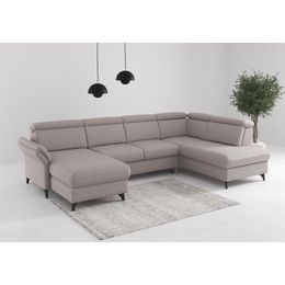 Sit & More Wohnlandschaft SIT & MORE "Glendale, U-Form", silber, B:321cm H:84cm T:193cm, 100% Polyester, Sofas, Wohnlandschaft, inkl. Kopfteilverstellung,wahlweise mit Vorziehsitz und Bettkasten
