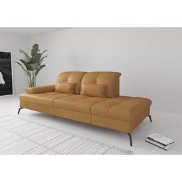 Sit & More Recamiere SIT & MORE "Amica, inkl. Sitztiefenverstellung und Armteilverstellung", gelb (curry), B:231cm H:90cm T:122cm, Sofas, Recamiere, wahlweise mit Kopfteilverstellung und Stauraum