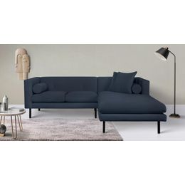 Ecksofa Home Affaire "Lillibeth L-Form Designsofa, Ma&szlig;e B/T/H: 240/173/83 cm", blau (nachtblau), B:240cm H:83cm T:173cm, 100% Polyester, Sofas, Ecksofa, Zierkissen als Wendekissen, in Samtoptik oder Cord