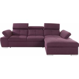 Ecksofa exxpo - SOFA FASHION "Spring, super bequem, mit Armteil- und Kopfteilfunktion, OTTOs Choice", lila (hortensia), B:284cm H:81cm T:181cm, Luxus-Microfaser (100% Polyester);Struktur (100% Polyester);NaturLEDER (echtes Rindsleder) in Sitz und R&uuml;cken. Korpus in passendem Kunstleder SOFTLUX bezogen, Sofas, Ecksofa, L-Form, wahlweise mit Bettfunktion und Bettkasten