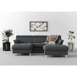Sit & More Ecksofa SIT & MORE "Marano L-Form", grau (dunkelgrau), B:257cm T:166cm, 100% Polyester, Sofas, Ecksofa, inklusive Kopfteilverstellung, wahlweise mit Bettfunktion, Bettkasten