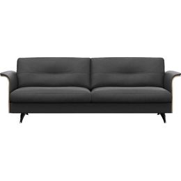 3-Sitzer FLEXLUX "Glow, super bequem durch hochwertigem Sitzaufbau mit Federkern", schwarz (deep schwarz), B:224cm H:81cm T:91cm, 100% Echteder, Sofas, 3-Sitzer, Modernes skandinavisches Design