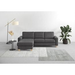 Ecksofa Home Affaire "Summer L-Form", grau, B:249cm H:91cm T:164cm, 100% Polyester, Sofas, Ecksofa, mit Recamiere, mit oder ohne Bettfunktion und Bettkasten, Cord-Bezug