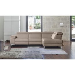 Ecksofa Calia italia "Nove, mit erstklassigen Sitzkomfort und Komfortfunktion", grau (fango), B:291cm H:80cm T:236cm, Sofas, Ecksofa, L-Form, mit hochwertigem Lederbezug