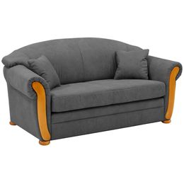 Schlafsofa Home Affaire "Milano", grau (dunkelgrau), B:174cm H:87cm T:88cm, Sofas, Schlafsofa, Hoher Sitzkomfort mit Schlaffunktion und Bettkasten, incl. Zierkissen