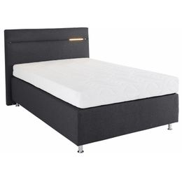 Boxspringbett, grau (strukturstoff anthrazit), mit LED-Beleuchtung, Liegefl&auml;che B/L: 120cm x 200cm, H2 + H2, Bonnell-Federkernmatratze, Bezug Unterbox und Kopfteil: Strukturstoff (77% Polyester und 23% Viskose);Bezug Obermatratze 100% Polyester, waschbar bis 60C, Westfalia Schlafkomfort, Komplettbetten, Boxspringbett, wahlweise mit LED-Beleuchtung