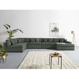 Wohnlandschaft Home Affaire "Skara XXL U-Form", grau, B:510cm H:86cm T:250cm, 100% Polyester, Sofas, Wohnlandschaft, Lounge-Sofa XXL mit Federkern-Polsterung, in vielen Bezugsvarianten