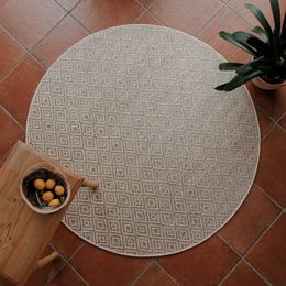 Teppich Wecon Home "Miami Beach", sand beige, H:5mm &Oslash;:200cm, Polypropylen, Teppiche, Teppich, In- & Outdoor Teppich, wetterfest, modernes Rauten Muster, Balkon