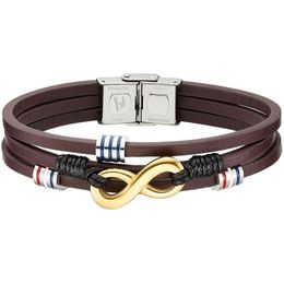 Lederarmband Bruno Banani "Schmuck", bunt (edelstahlfarben, gelbgoldfarben, braun, rot, blau, wei&szlig;), Armb&auml;nder, Damen, 21cm, Edelstahl Leder, Edelstahl, Leder, Lederarmband