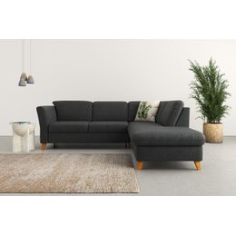 Ecksofa Home Affaire "Trelleborg L-Form", grau (anthrazit), B:252cm H:86cm T:213cm, 100% Polyester, Sofas, Ecksofa, Federkern-Polsterung, wahlweise mit Bettfunktion und Stauraum