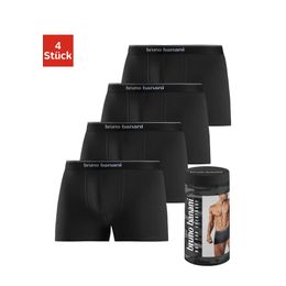 Boxer Bruno Banani "Boxershorts f&uuml;r Herren", Herren, Gr. L (6), 4 Stk., schwarz, Jersey, Obermaterial: 95% Baumwolle, 5% Elasthan, unifarben, k&ouml;rpernah, Unterhosen Boxer, in der Dose verpackt