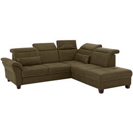 Ecksofa Home Affaire "Solvei L-Form", gr&uuml;n (oliv), B:260cm H:104cm T:235cm, Luxus-Microfaser Lederoptik (100% Polyester);Struktur (100% Polyester);Luxus-Microfaser ALTARA NUBUCK (100% Polyester), Sofas, Ecksofa, wahlweise auch mit Kopfteilverstellung und Bettfunktion, Federkern