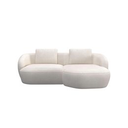 Wohnlandschaft FLEXLUX "Torino, rund, L-Form, Sofa-Ecke mit Recamiere, Longchair-Sofa", beige (vanilla cream), B:217cm H:85cm T:146cm, Sofas, Wohnlandschaft, Modernes, organisches Sofa-Design, Kaltschaum, Wellenunterfederung