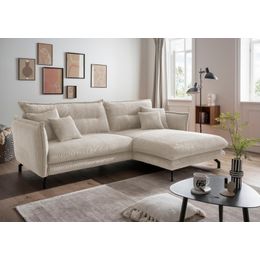 Ecksofa Home Affaire "LAVA Breite 255 cm, modern und elegant, aktuelle Kissenoptik, L-Form", beige, B:255cm H:94cm T:180cm, Sofas, Ecksofa, Armlehnen verstellbar