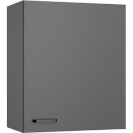 H&auml;ngeschrank KOCHSTATION "KS-Paula", anthrazit, anthrazit, B:60cm H:70,4cm T:34,9cm, Schr&auml;nke, H&auml;ngeschrank, 60 cm breit, 70 cm hoch, mit 1 T&uuml;r, 2 Einlegeb&ouml;den