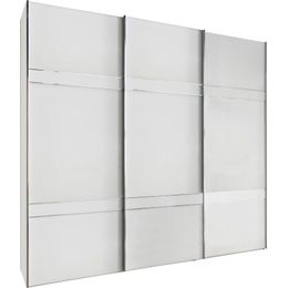 Schwebet&uuml;renschrank Wiemann "Rialto", wei&szlig; (wei&szlig;, glas), B:246,3cm H:236cm T:67cm, Schr&auml;nke, Schwebet&uuml;renschrank, hochwertige Glasfront mit Querriegeln