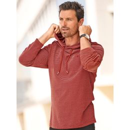 Kapuzenshirt Marco Donati "Langarm-Shirt", Herren, Gr. 48/50, rot (rostrot, meliert), 100% Baumwolle, meliert, Shirts Kapuzenshirt