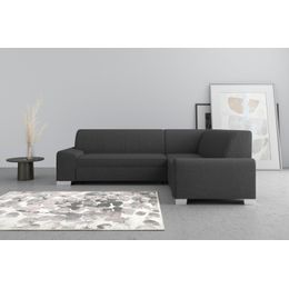 Ecksofa DOMO collection "Anzio in kubischer Formensprache, flache Armlehnen, L-Form", grau (anthratzit), B:259cm H:85cm T:191cm, Sofas, Ecksofa, Wahlweise mit Bettfunktion und Federkern f&uuml;r hohen Sitzkomfort