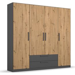 Dreht&uuml;renschrank Rauch "StyleUp", grau (graumetallic), B:181cm H:197cm T:54cm, Holzwerkstoff, Schr&auml;nke, Dreht&uuml;renschrank, Typ Dark & Wood mit trendigen farblich abgesetzten Griffen