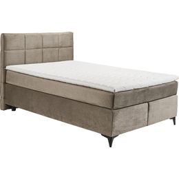 Boxspringbett ED EXCITING DESIGN "Navarra", grau (stone), B:143cm L:210cm, 100% Polyester, Komplettbetten, Boxspringbett, wahlweise mit Matratze