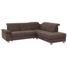 Ecksofa Home Affaire "Dalia L-Form", braun (nuss), B:256cm H:83cm T:221cm, Luxus-Microfaser Florence (100% Polyester);Luxus-Microfaser weich (90% Polyester, 10% Polyamid);Webstoff (100% Polyester), Sofas, Ecksofa, mit Federkernpolsterung, wahlweise mit Bettfunktion, Bettkasten