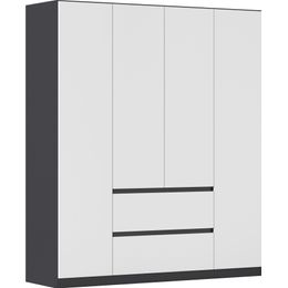 Dreht&uuml;renschrank Rauch "Kleiderschrank Schrank Garderobe Garderobenschrank MAINZ", grau (graumetallic, alpinwei&szlig;), B:181cm H:210cm T:54cm, Holzwerkstoff, Schr&auml;nke, Dreht&uuml;renschrank, grifflose Front, Au&szlig;ent&uuml;ren mit Push-to-Open Funktion MADE IN GERMANY